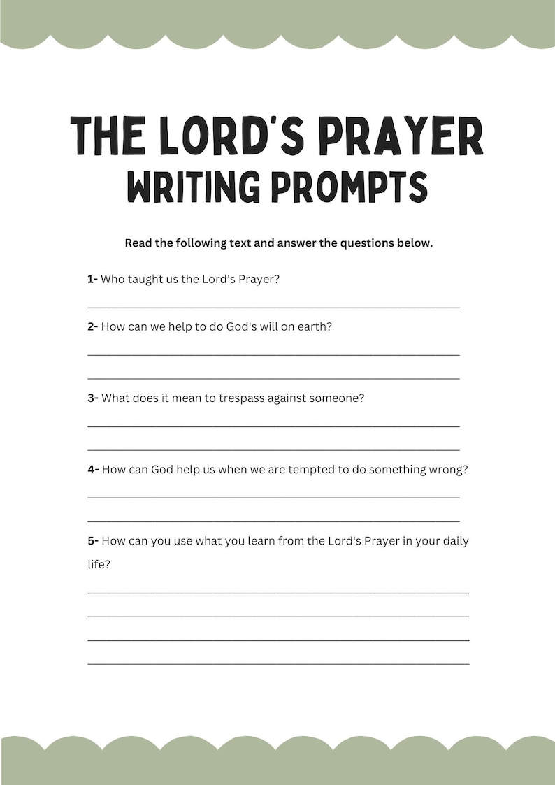 The Lord's Prayer Lesson Kids Bible Study for Children Faith-based Learning Sunday School Lesson ...