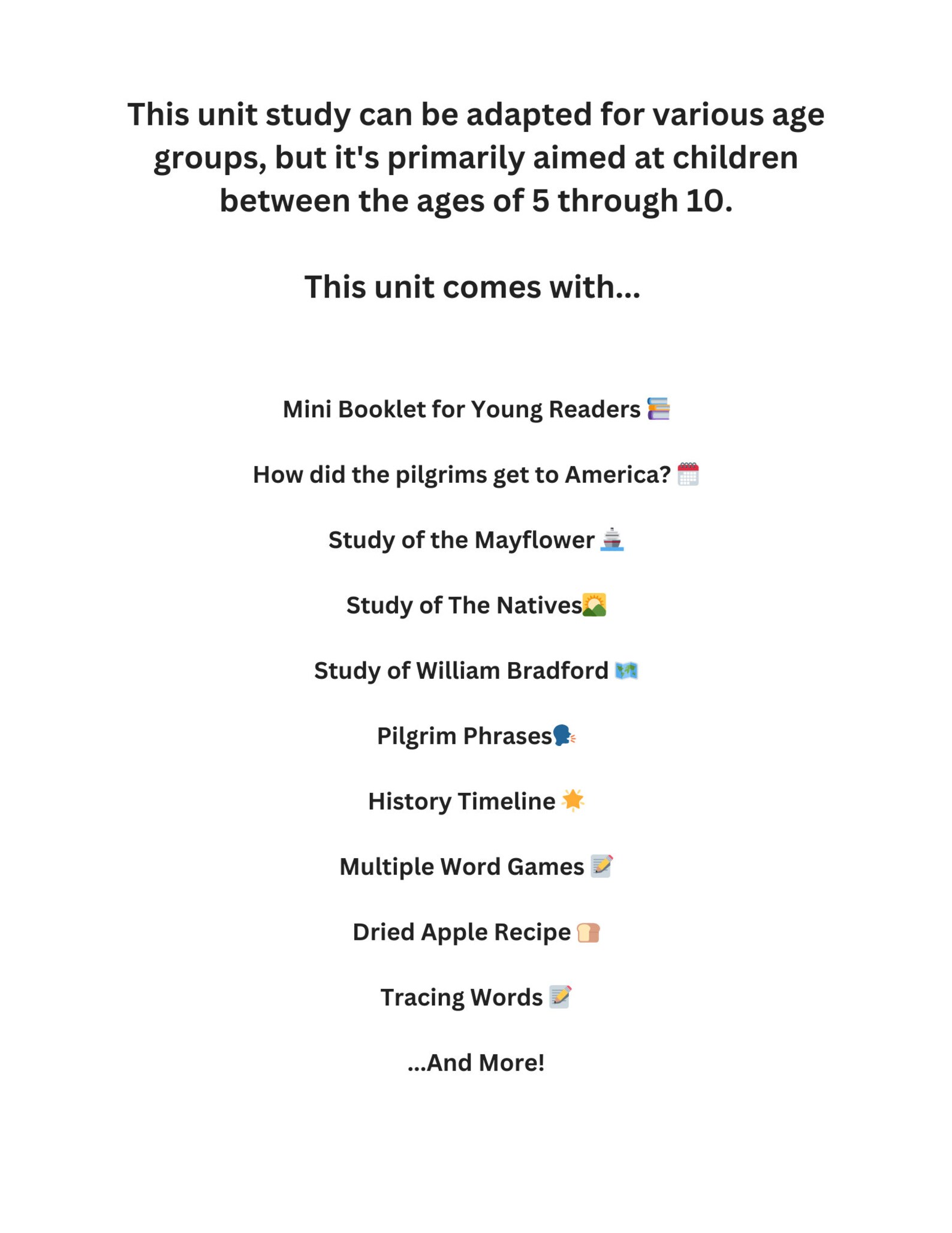 Pilgrim History Unit Study - Thanksgiving, Homeschool Curriculum ...
