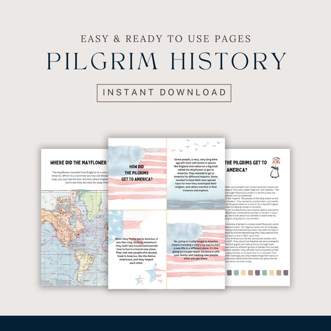 Pilgrim History Unit Study - Thanksgiving, Homeschool Curriculum ...