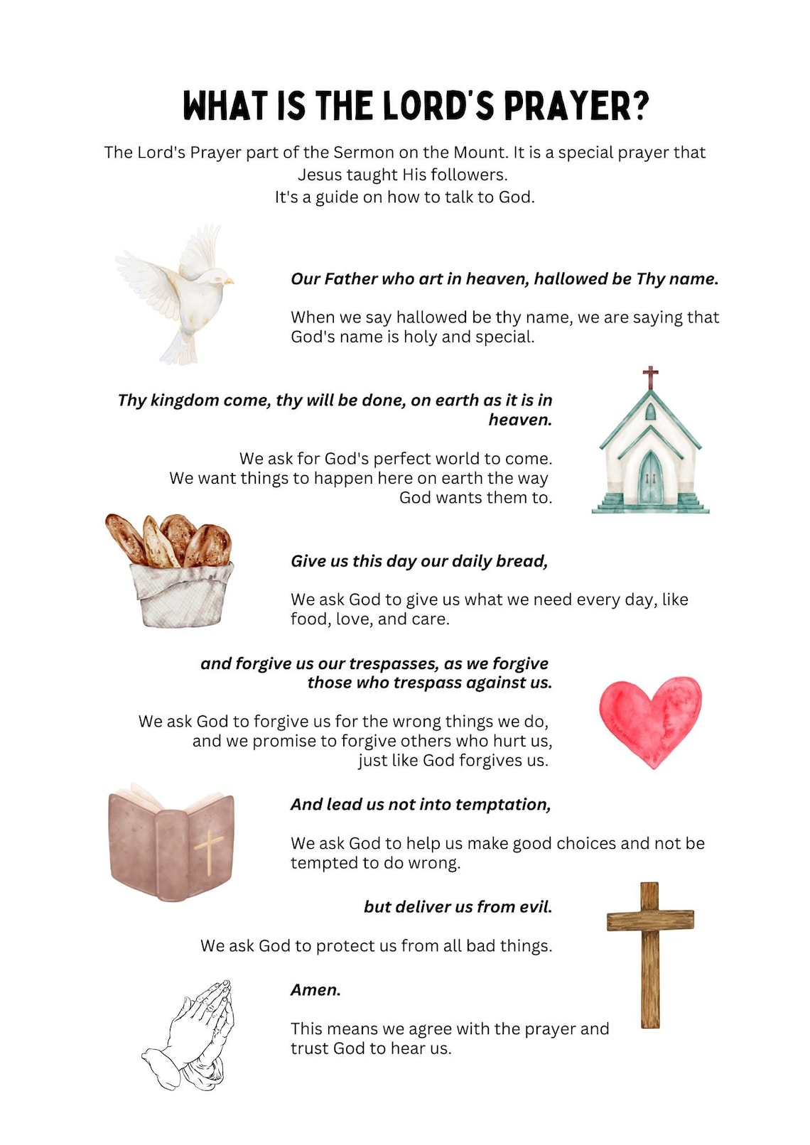 The Lord's Prayer Lesson Kids Bible Study for Children Faith-based ...