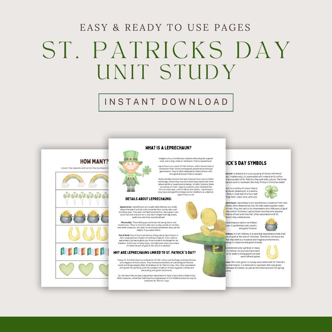 St. Patrick's Day Unit Study - St. Patrick's Day Printable, Ireland ...
