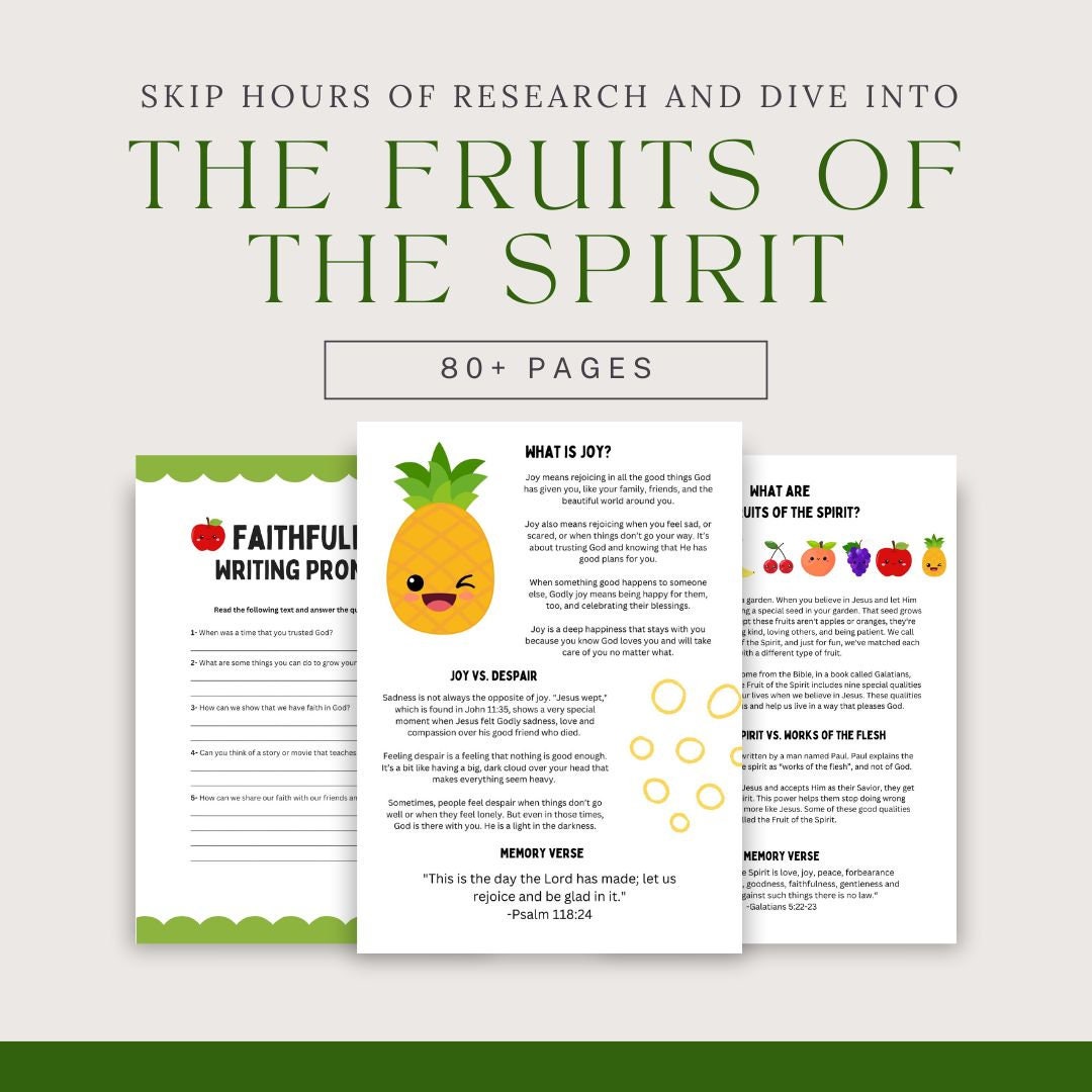 Teaching Fruits of the Spirit Sunday School Lesson for Kids Fruits of ...