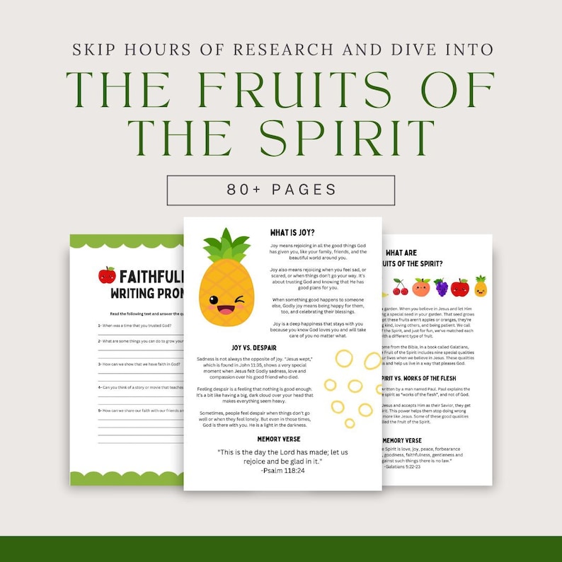 Teaching Fruits of the Spirit Sunday School Lesson for Kids Fruits of ...