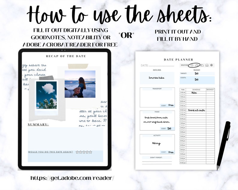 Digital Date Planner, Date Night Planner, Printable Planner, Instant ...