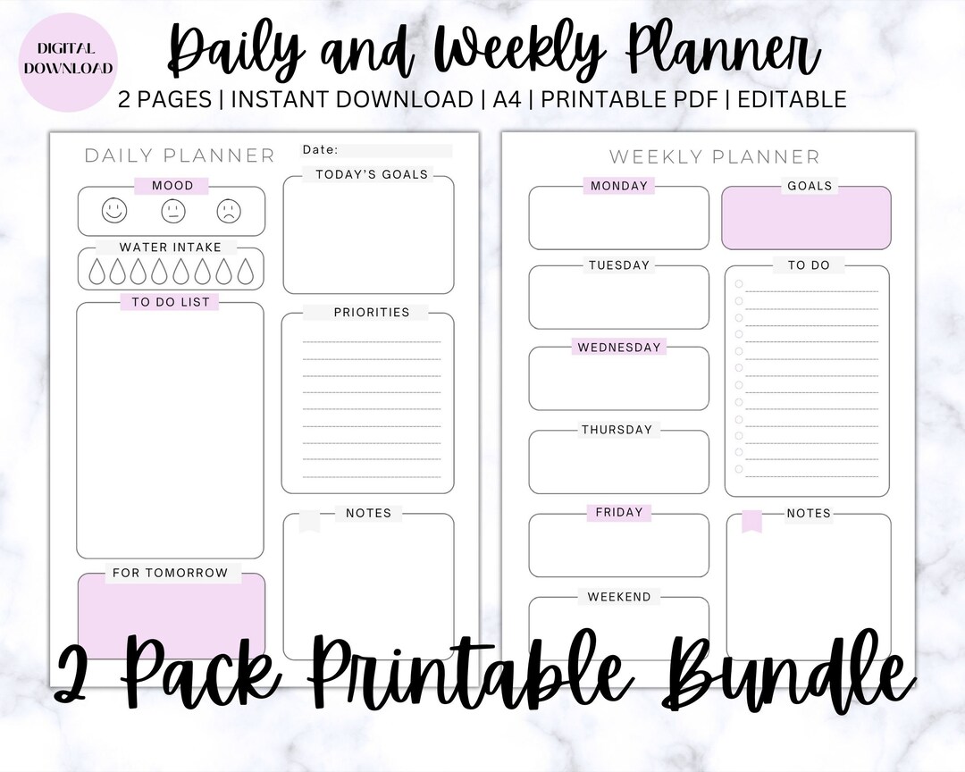 Digital Daily Planner, Weekly Planner, Printable Planner, Instant ...