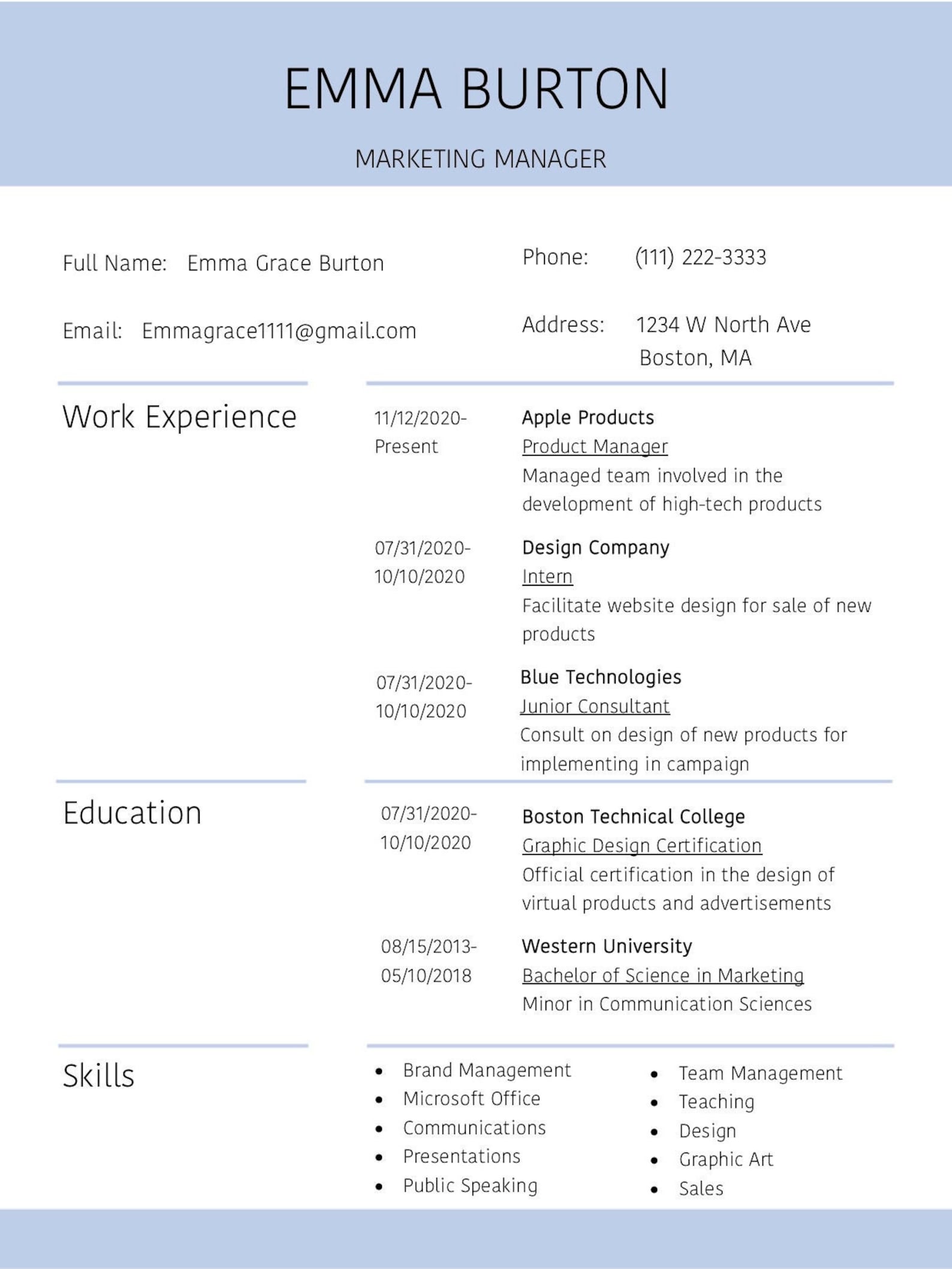 Editable Resume Template - Minimalist Style - Etsy