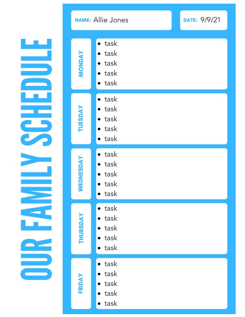 Editable Family Calendar - Pack of 6 Colors! (6 Versions for One) - Etsy