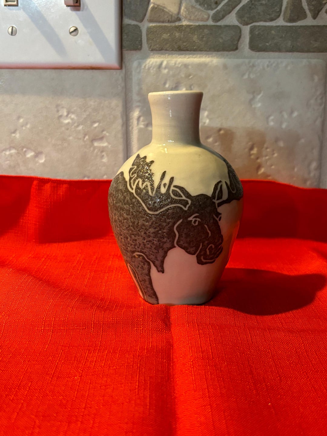 5" Moose Pottery, Signed by Artist, Studio Pottery Vase With Moose ...