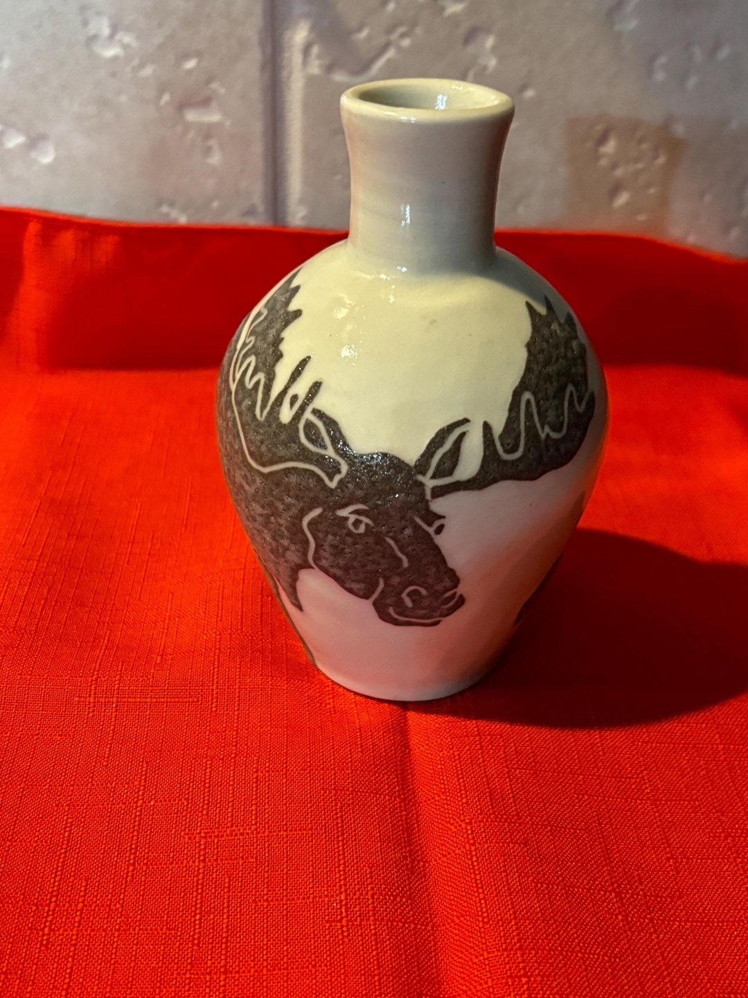 Moose Pottery, Signed by Artist, Studio Pottery Vase With Moose Decor ...