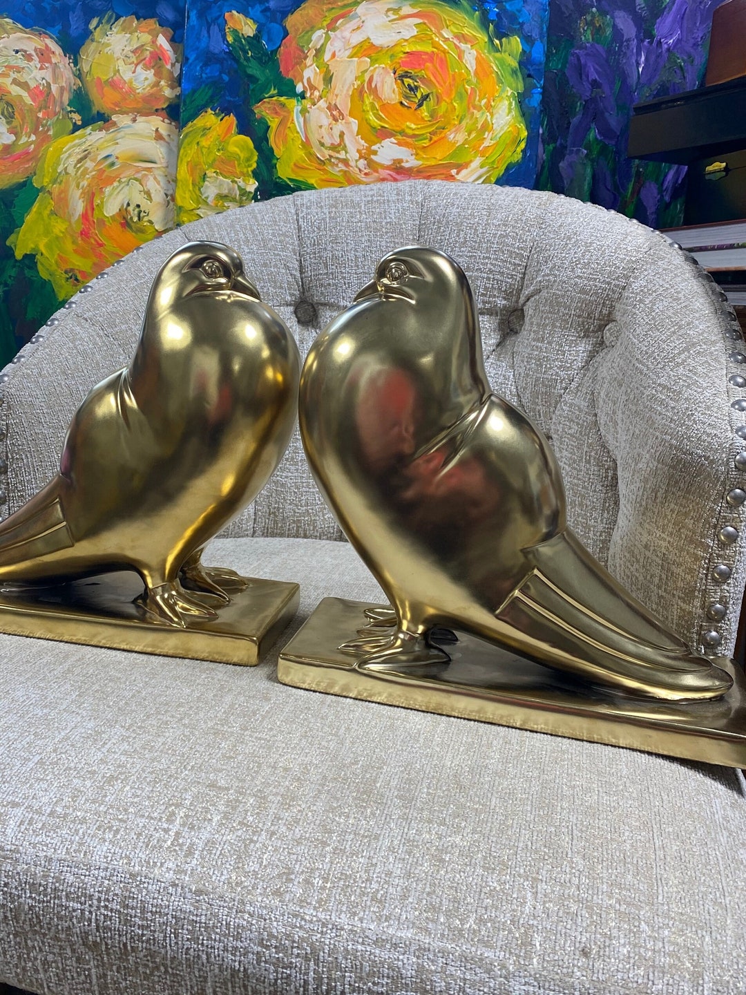 10 Tall Pair of Gorgeous Gold Partridges - Etsy