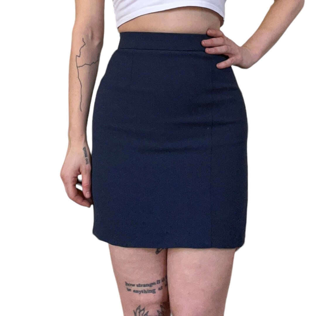 Vintage '80s Christian Dior Boutique 100% Wool Navy Blue High Waisted ...