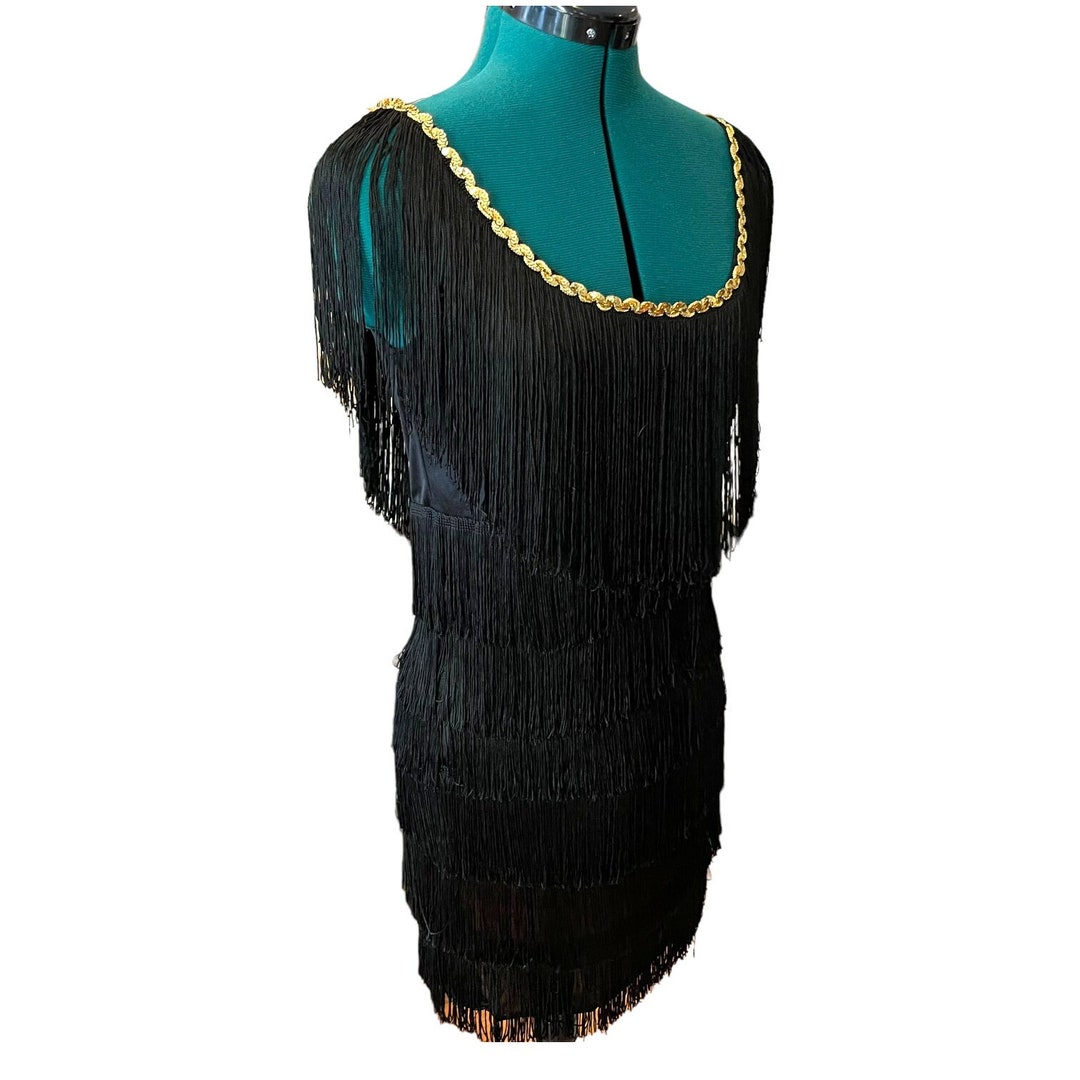 Vintage California Costume Collections Black Fringed Flapper Dress ...