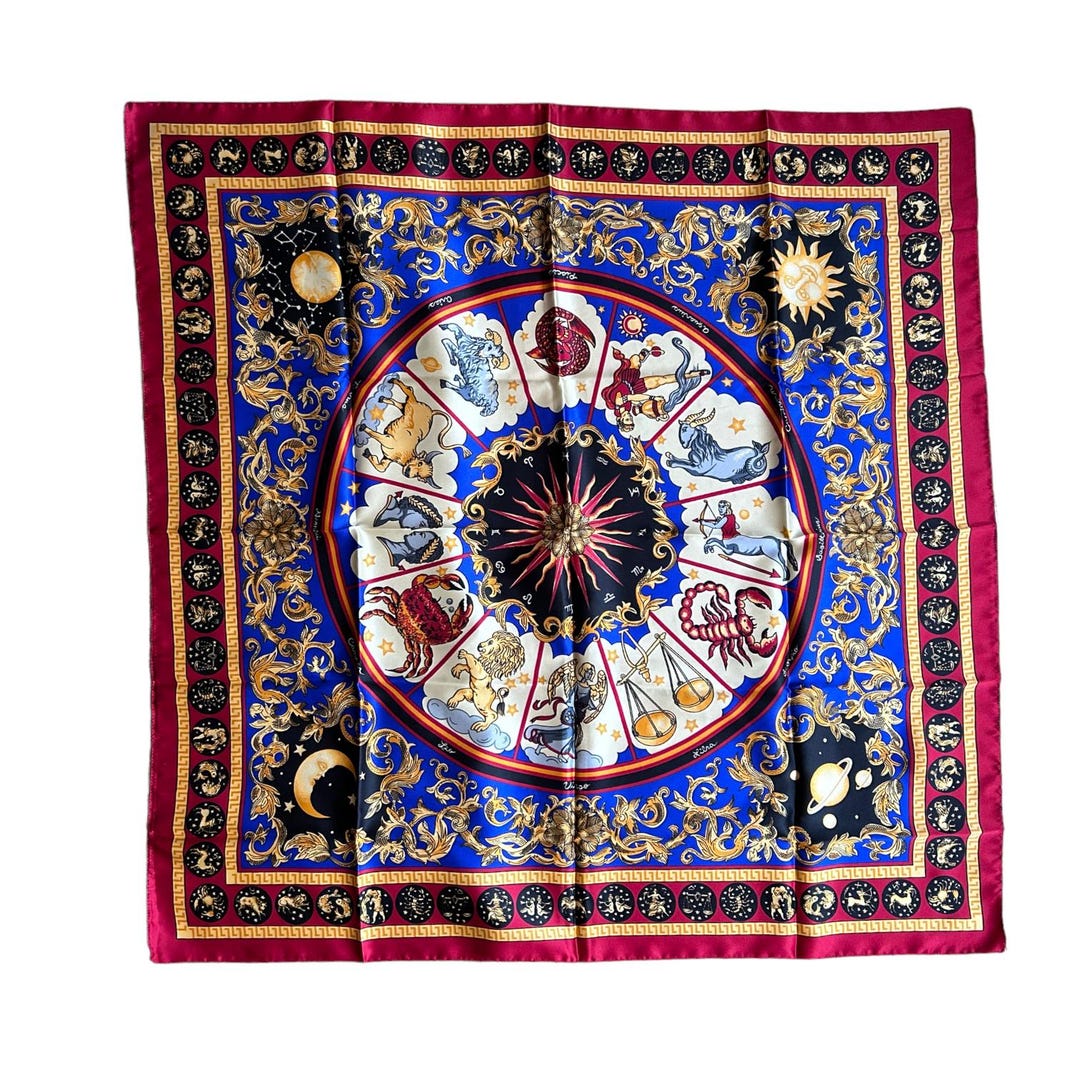 Vintage 1994 Avon 'sign of the Stars' Zodiac Astrology Scarf 35 Square ...