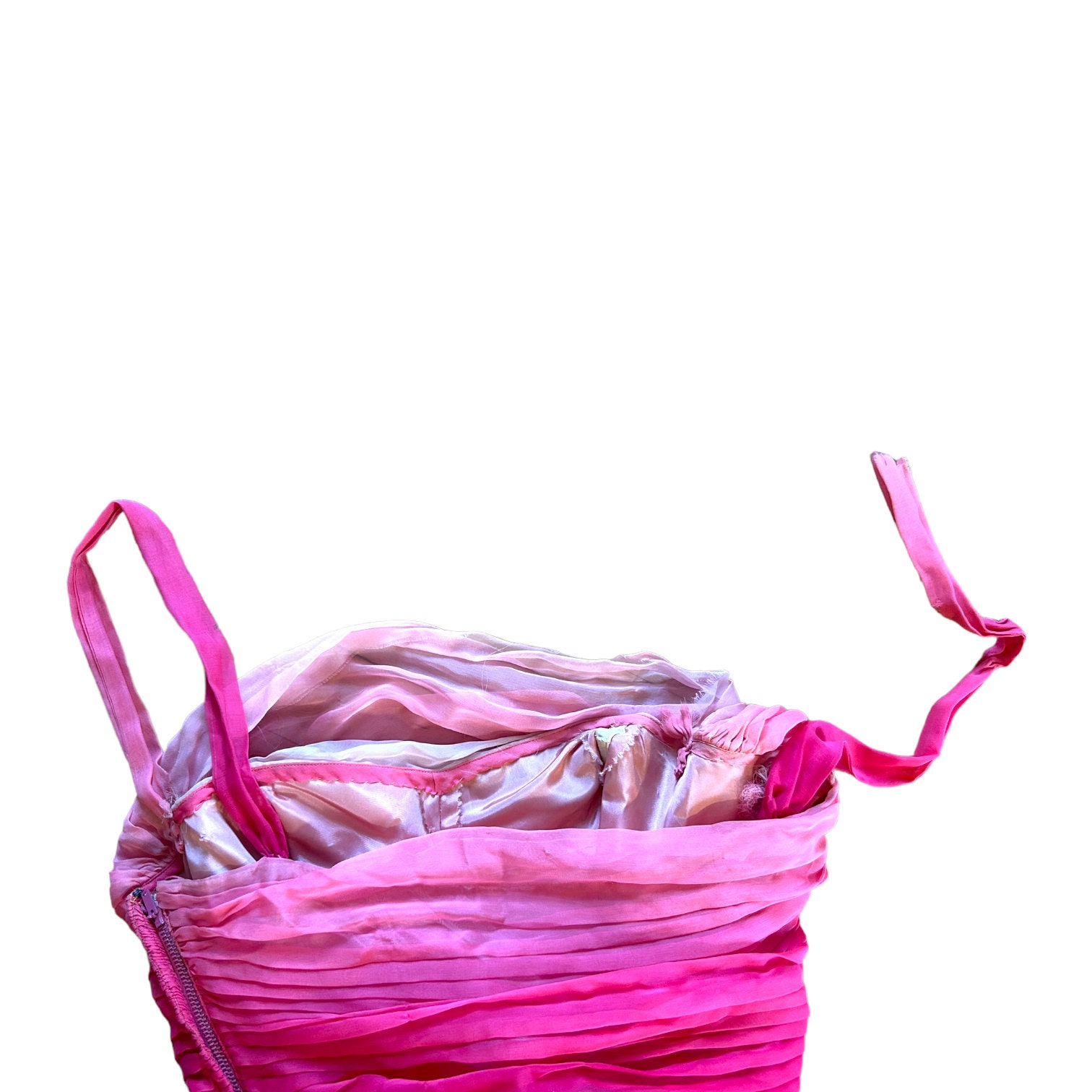 Vintage 1940s '50s Best & Co Pink Gradient Layered Chiffon Prom Dress ...