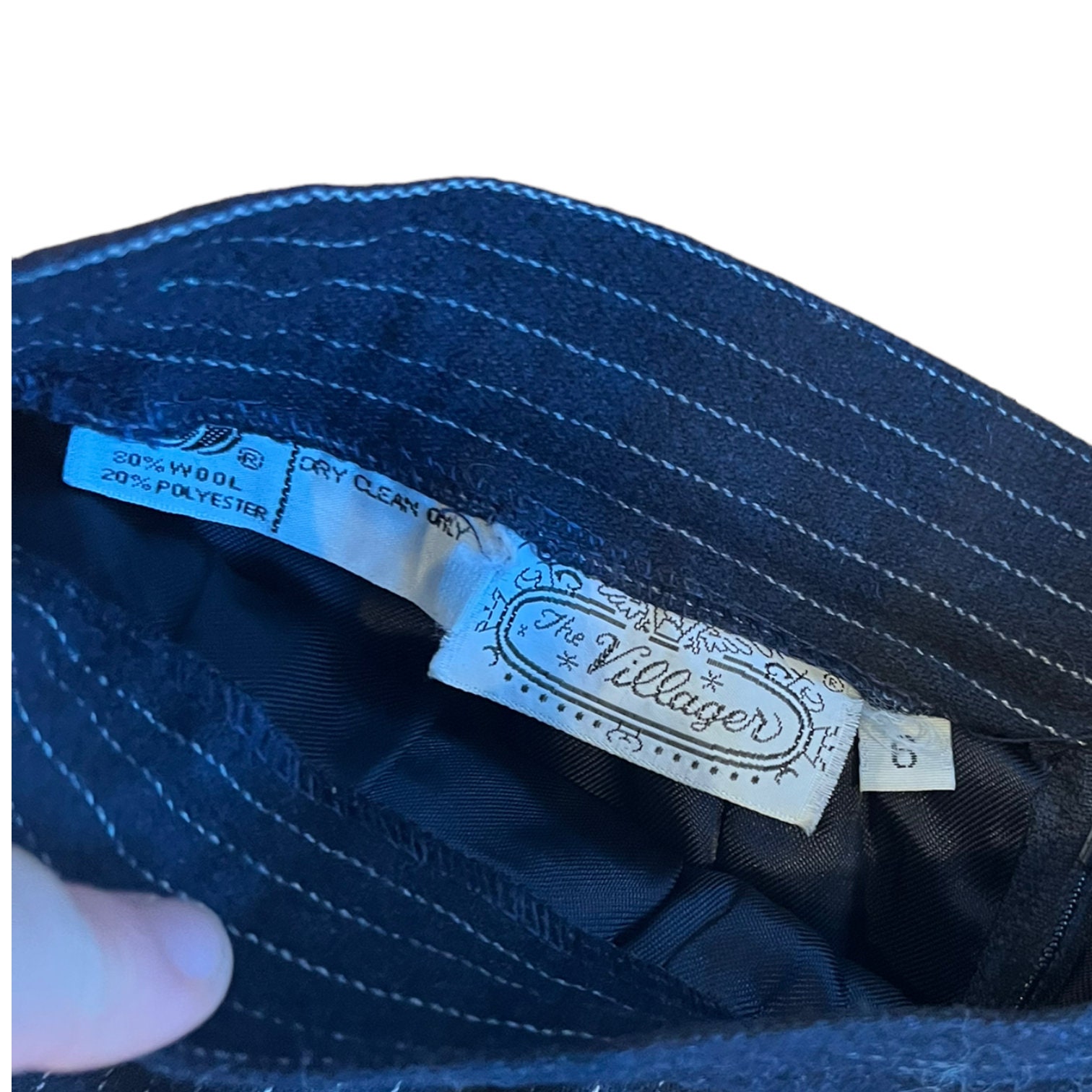 Vintage 1970s the Villager Wool Blend High Waisted Navy Blue Pinstripe ...