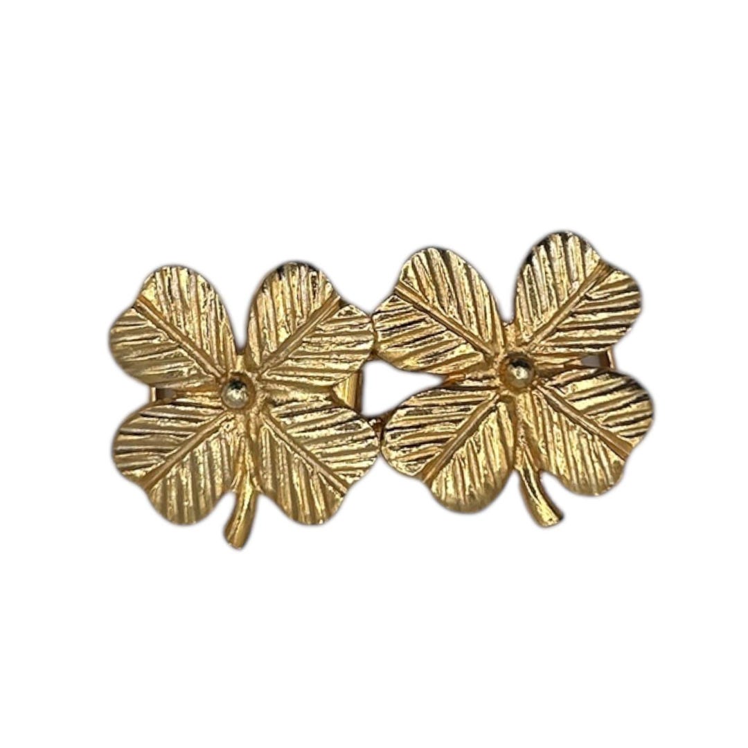 Vintage 1974 Mimi Di N Gold Tone Four Leaf Clover Belt Buckle 1.75 X 2. ...