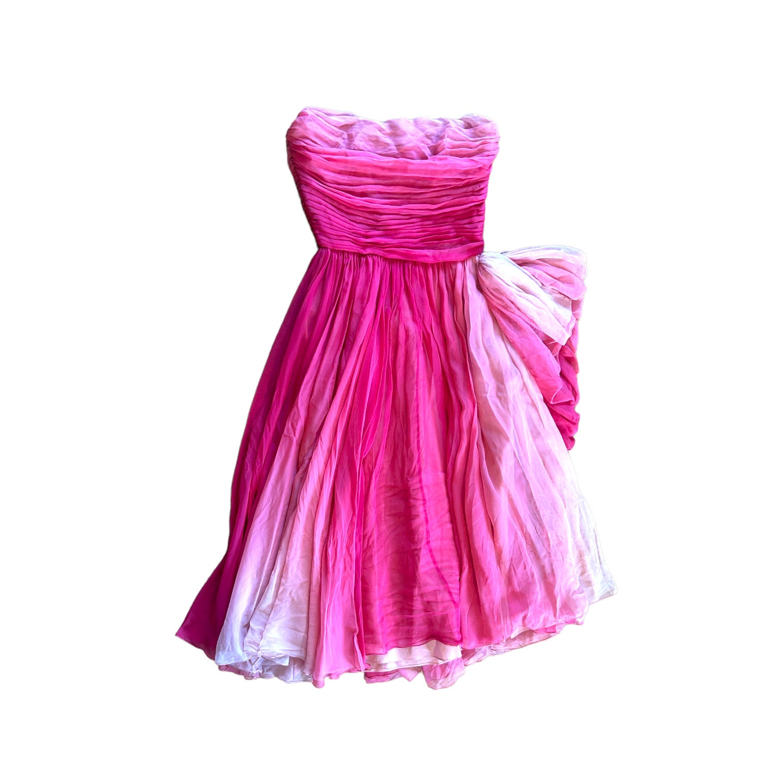Vintage 1940s '50s Best & Co Pink Gradient Layered Chiffon Prom Dress ...