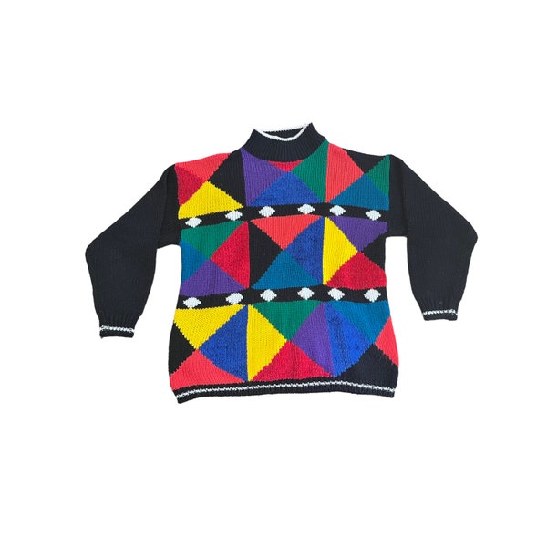 90s Colorful Sweater - Etsy