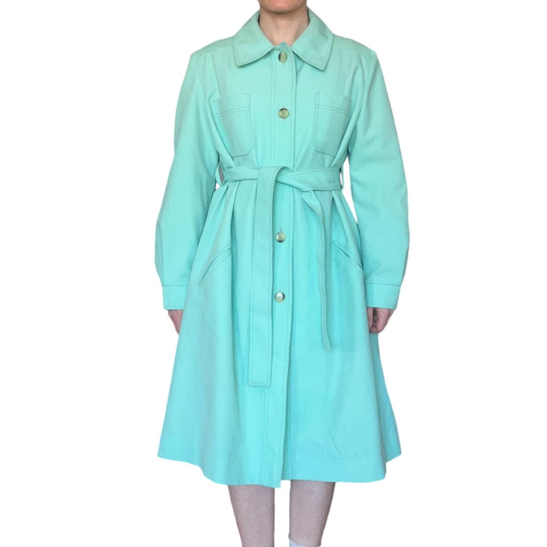 Vintage 1960s London Fog Maincoat Day-glo Aqua Blue Raincoat Princess ...