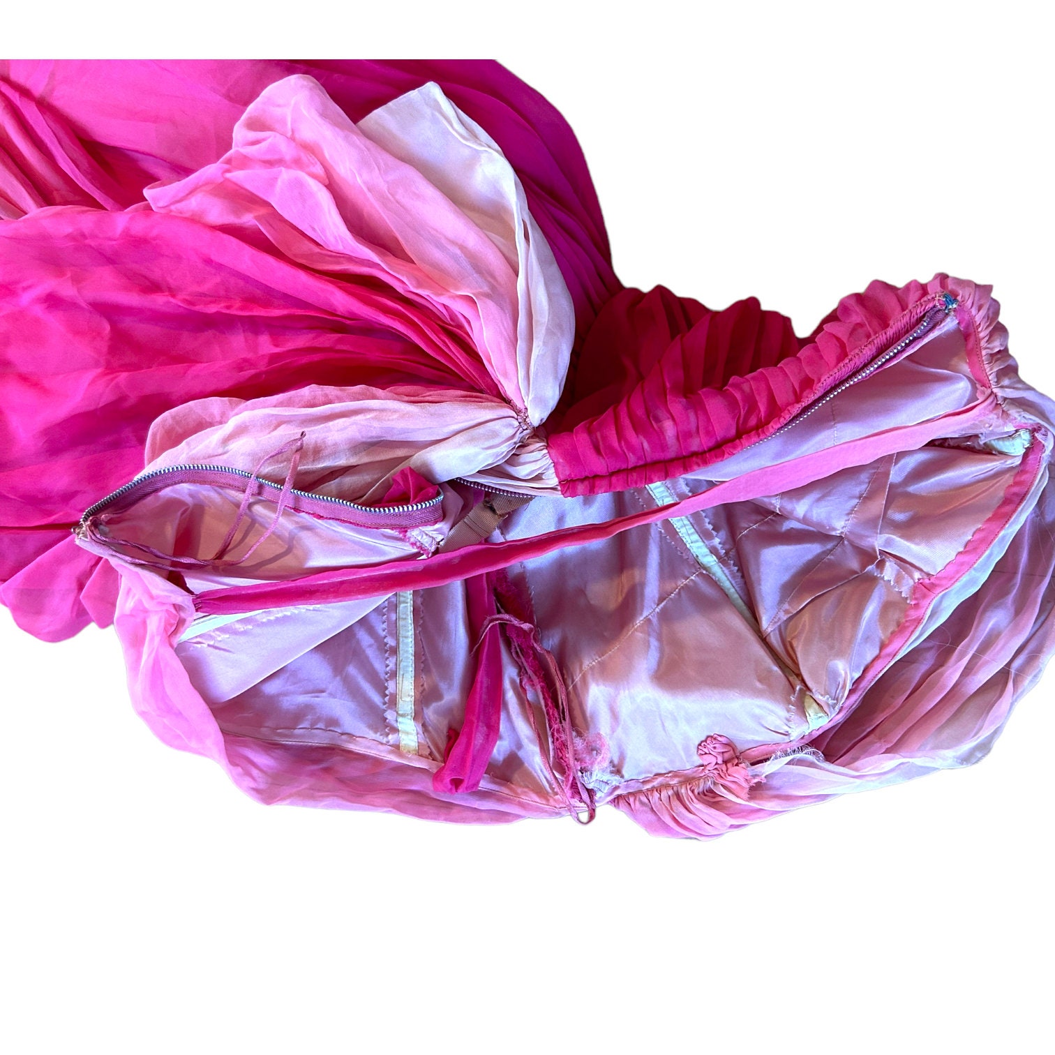 Vintage 1940s '50s Best & Co Pink Gradient Layered Chiffon Prom Dress ...