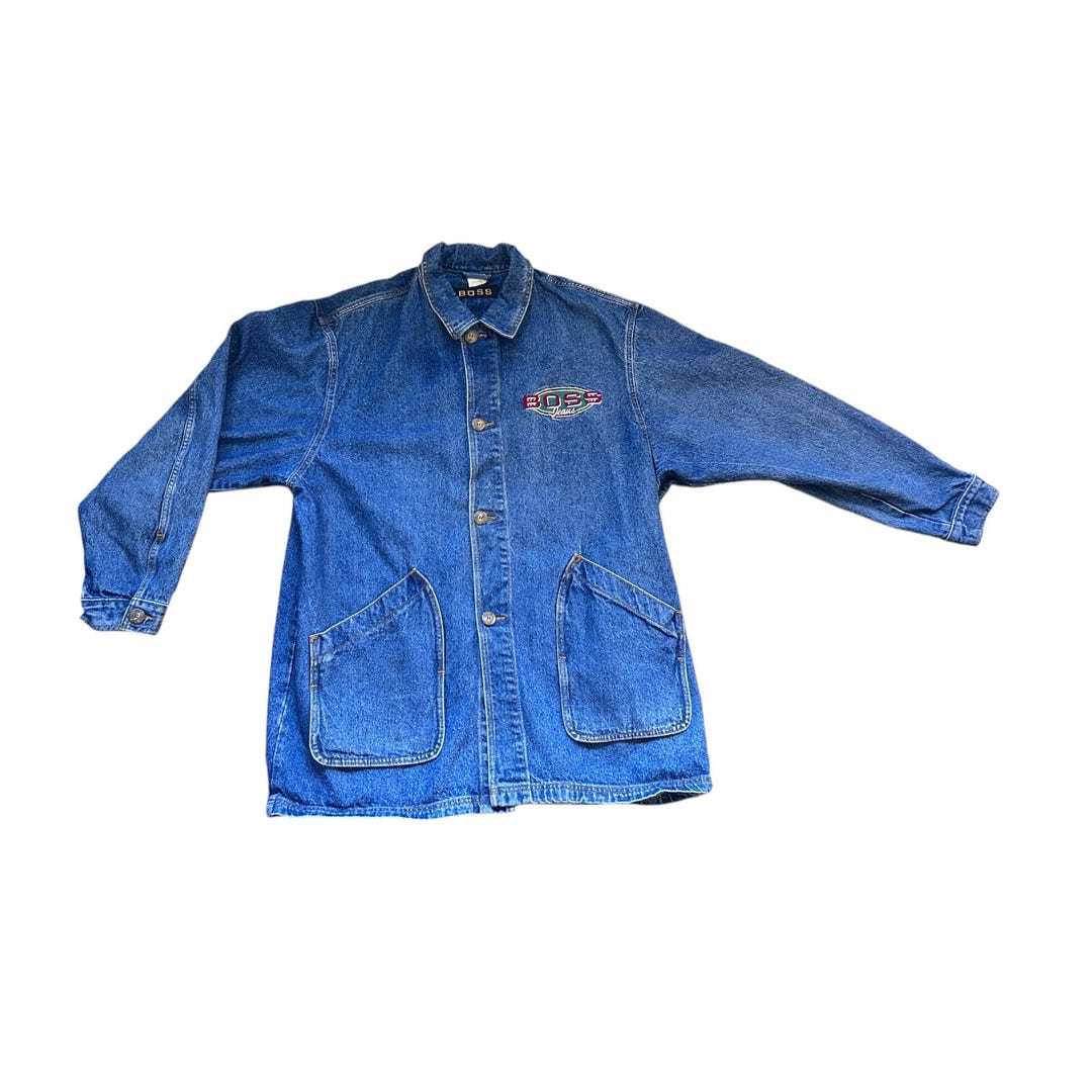 Vintage '90s Hugo Boss Jeans Medium Wash Denim Chore Coat Oversized XL ...