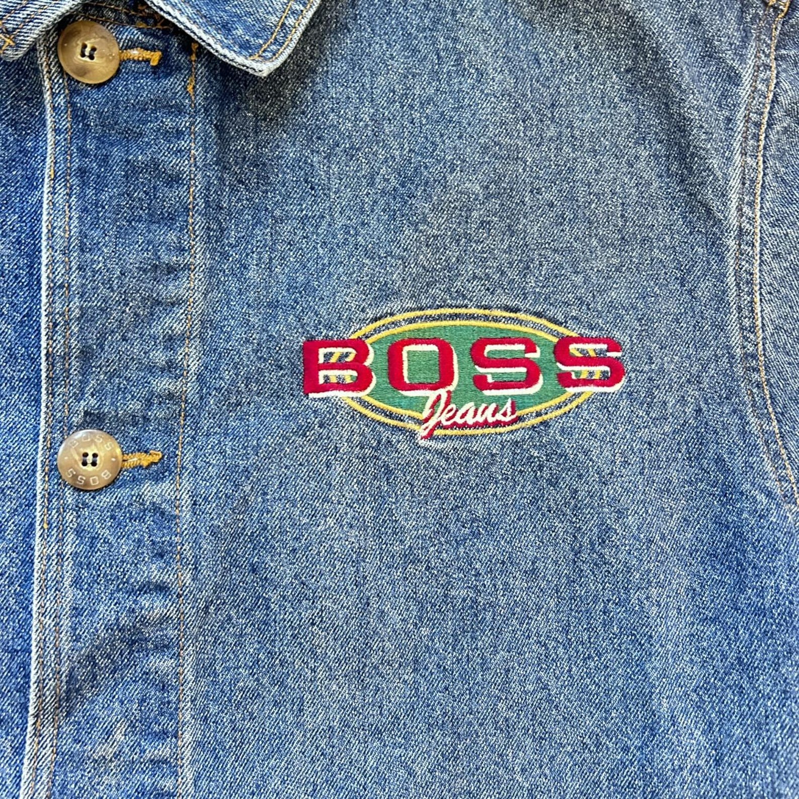 Vintage '90s Hugo Boss Jeans Medium Wash Denim Chore Coat Oversized XL ...
