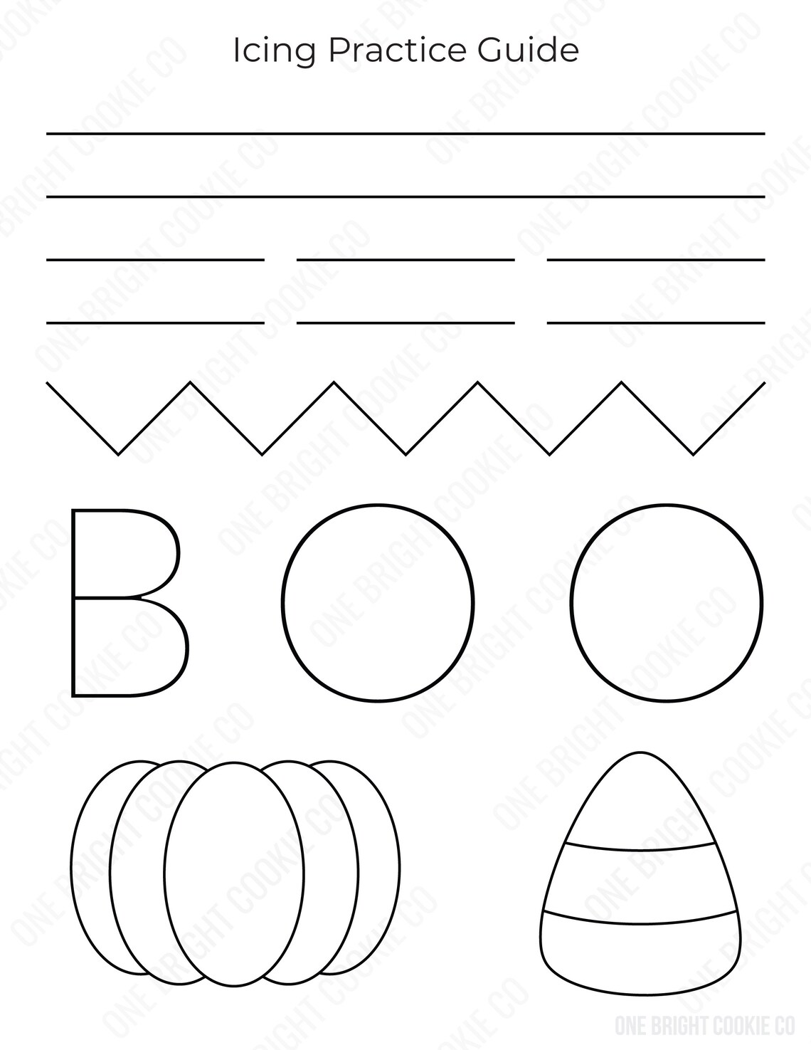 Royal Icing Practice Sheet for Teaching, Halloween Cookie Class ...