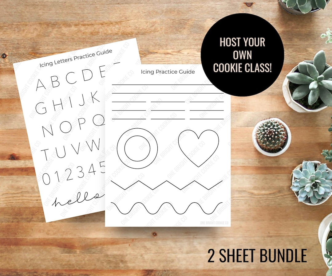 Royal Icing Practice Sheet for Teaching, Cookie Class, Digital Download ...