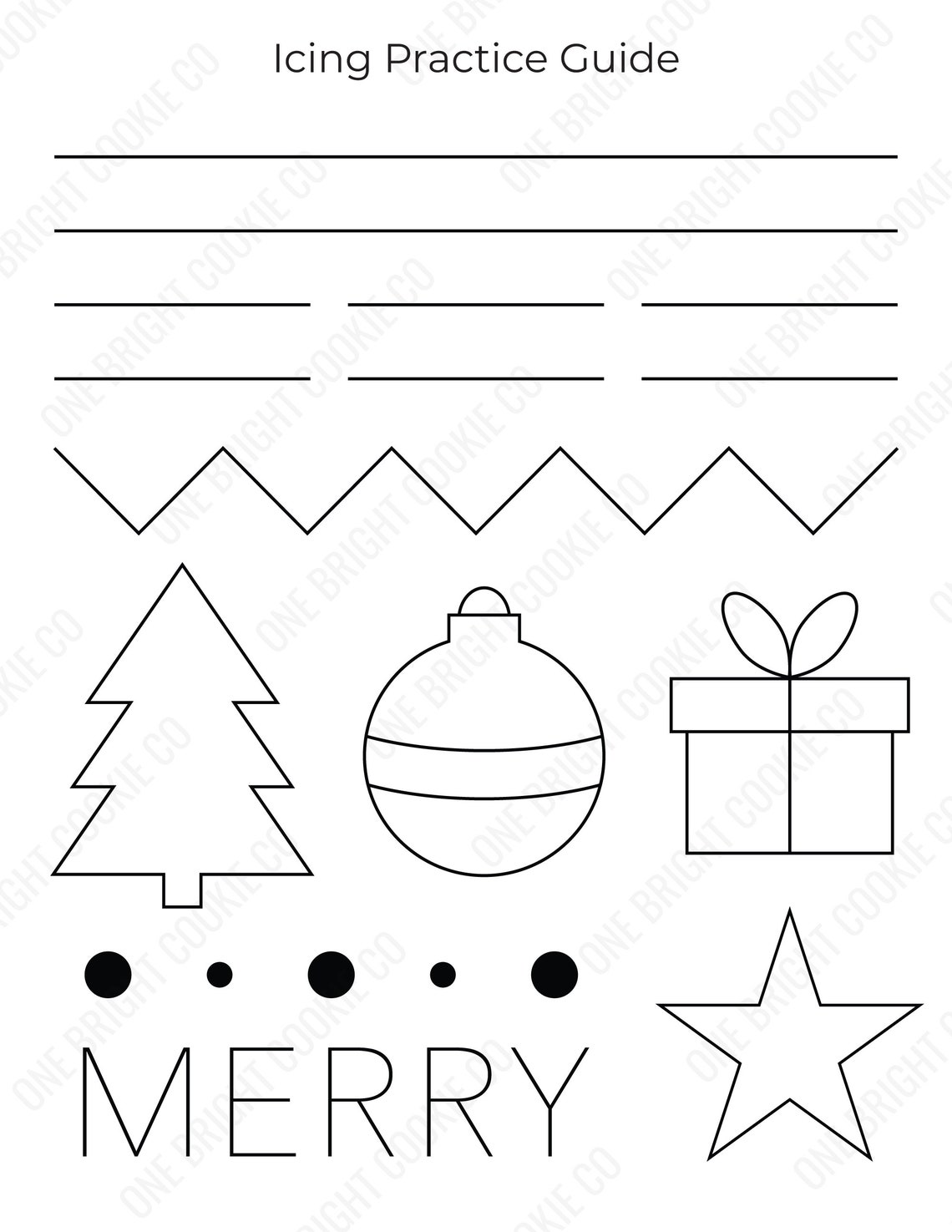 Royal Icing Practice Sheet for Teaching, Christmas Cookie Class ...