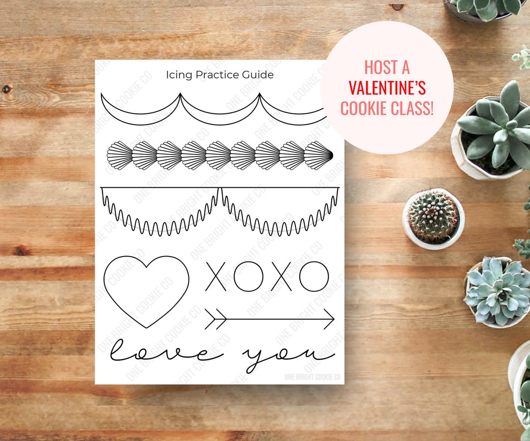 Buttercream Icing Practice Sheet for Teaching, Valentine's Cookie or ...