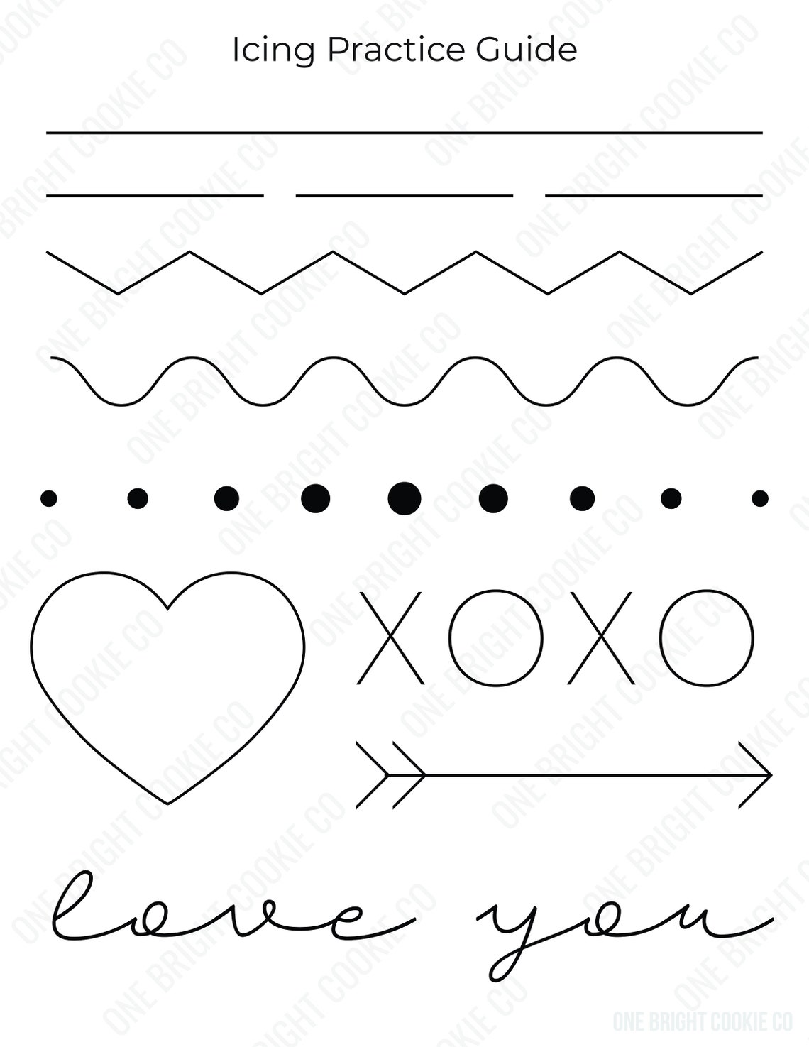 Royal Icing Practice Sheet for Teaching, Valentine's Cookie Class ...