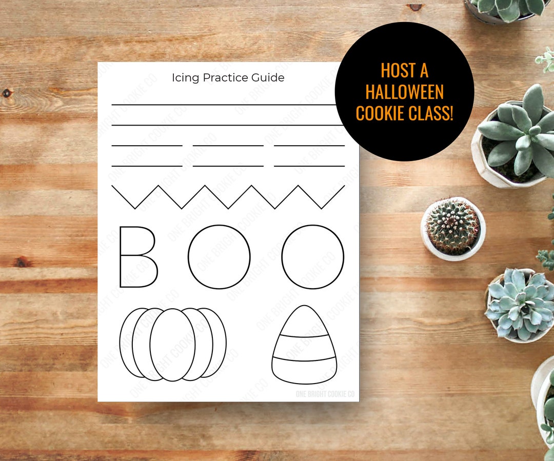 Royal Icing Practice Sheet for Teaching, Halloween Cookie Class ...