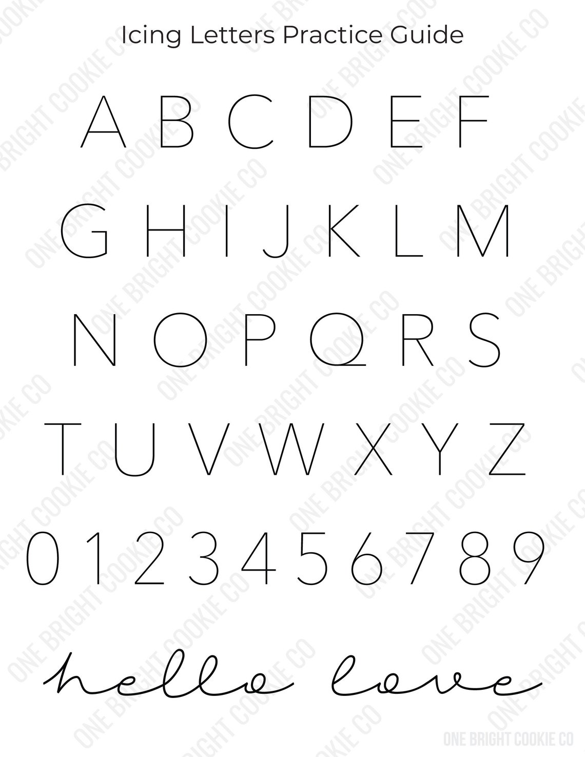 Royal Icing Practice Sheet for Teaching, Cookie Class, Digital Download ...