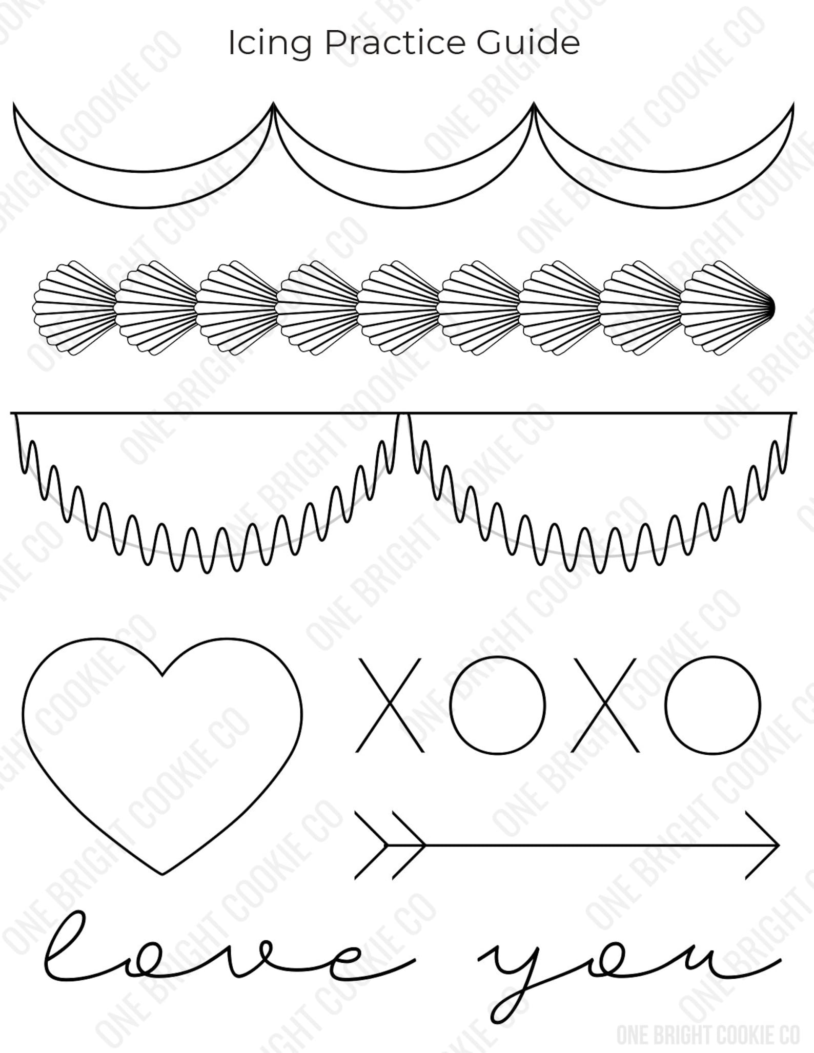 Buttercream Icing Practice Sheet for Teaching, Valentine's Cookie or ...