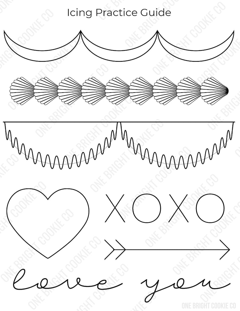 Buttercream Icing Practice Sheet for Teaching, Valentine's Cookie or ...