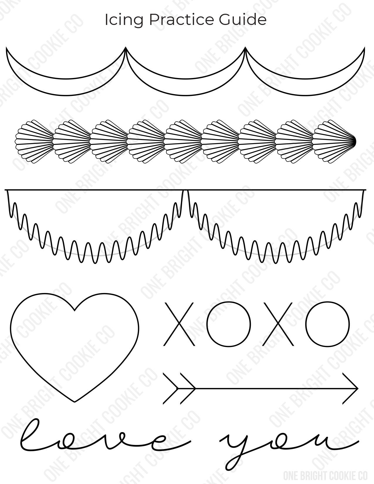 Buttercream Icing Practice Sheet for Teaching, Valentine's Cookie or ...