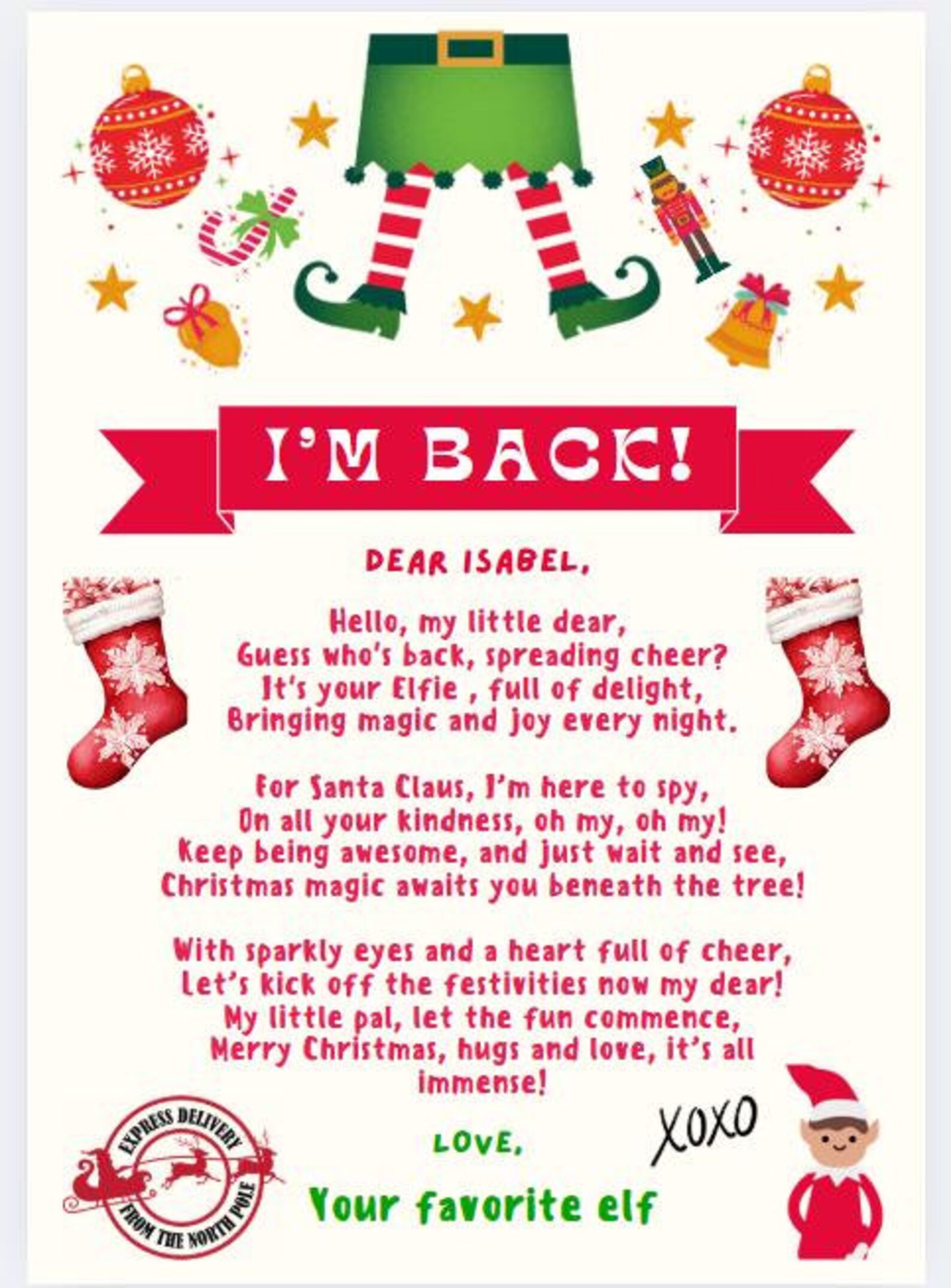 Elf Arrival Letter/elf Goodbye Letter Editable Template - Elf Hello ...