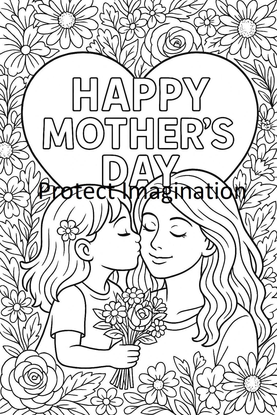 Cute Mother's Day Colouring Pages - Etsy