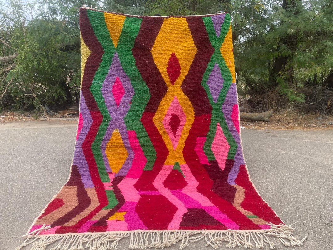 Bunter marokkanischer Berber Teppich 100% Wolle Azilal Teppich mit ...