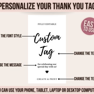 Editable Thank You Tag Template Printable Gift Tag | Custom Thank You ...
