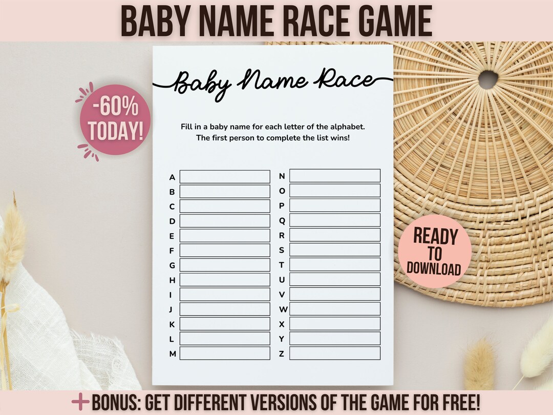 Baby Name Race Game, Baby Alphabet Game, ABC Baby Name Game, Printable ...
