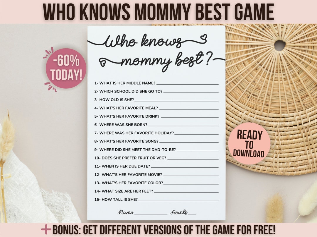 Who Knows Mommy Best Baby Shower Game, How Well Do You Know Mommy, Who ...