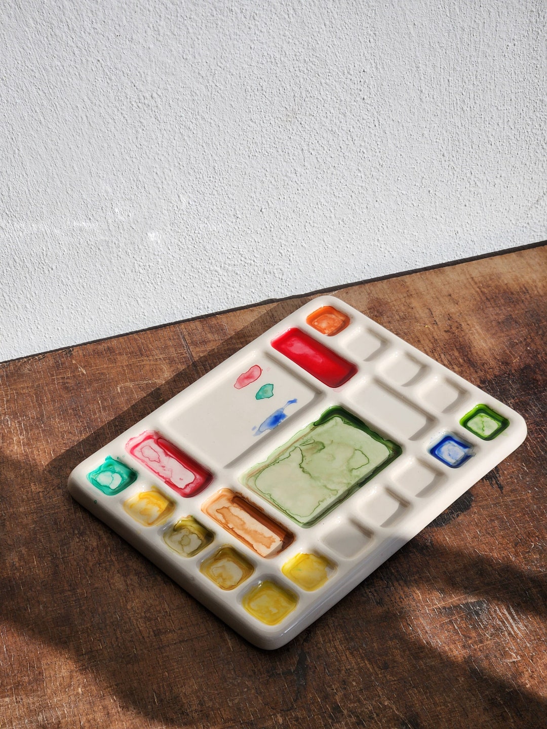 Large Well Ceramic Palette, Ceramic Watercolor Kit, 21 Well Palette ...