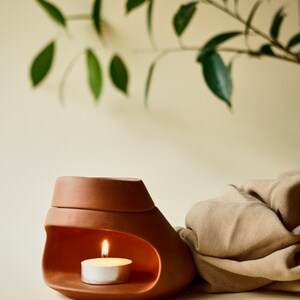 Terra Cotta Wax Melt Burner, Red Oil Diffuser, Ceramic Essential Oil ...