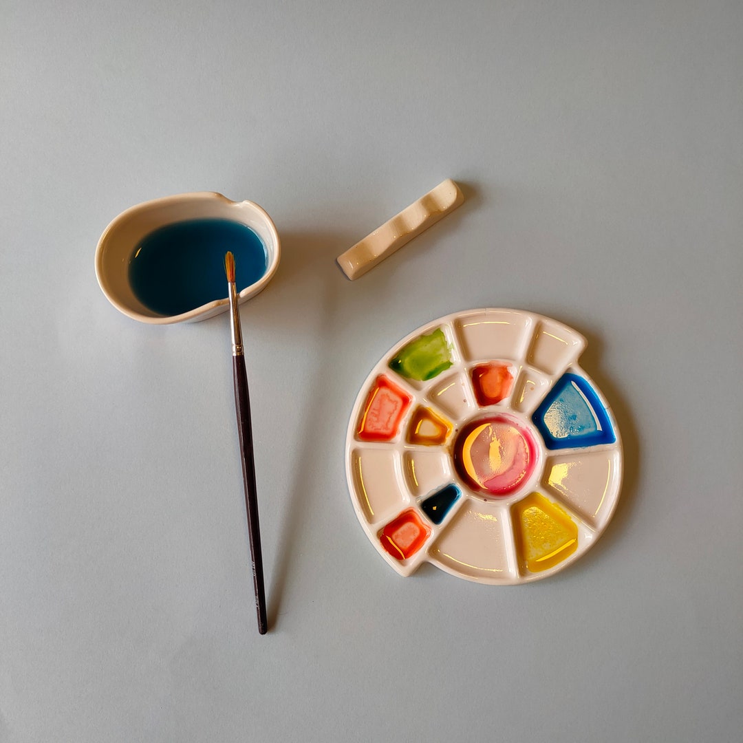 Ceramic Watercolor Kit, Watercolor Palette, Ceramic Artists Palette ...