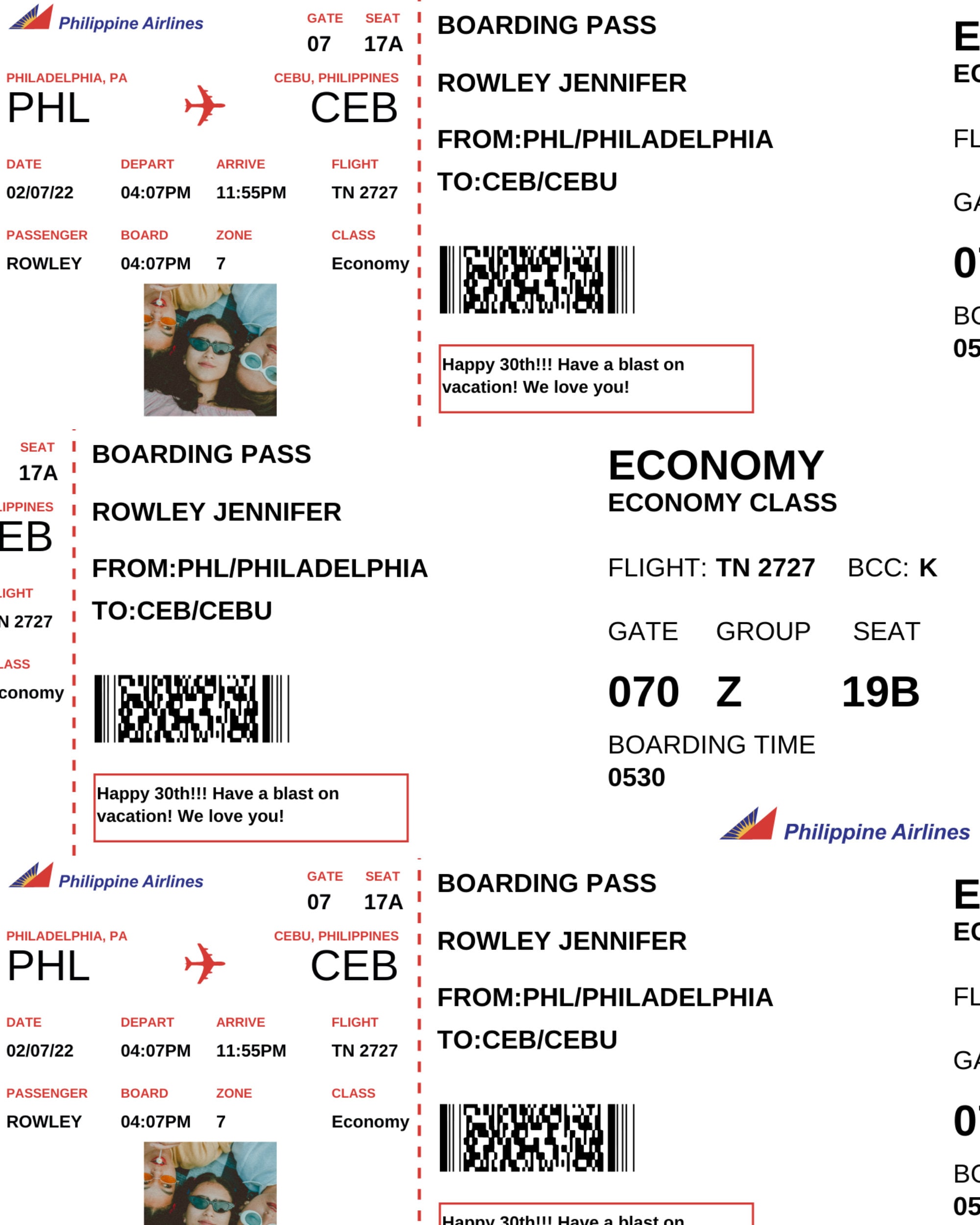 Editable Boarding Pass Ticket Template, Surprise Airline Gift ...