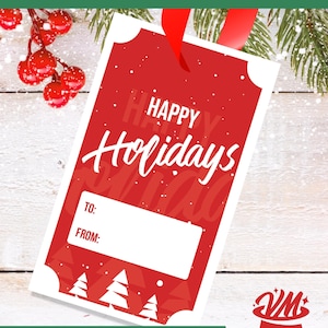 Printable Christmas Gift Tags, Happy Holidays Gift Tags, DIY Christmas ...