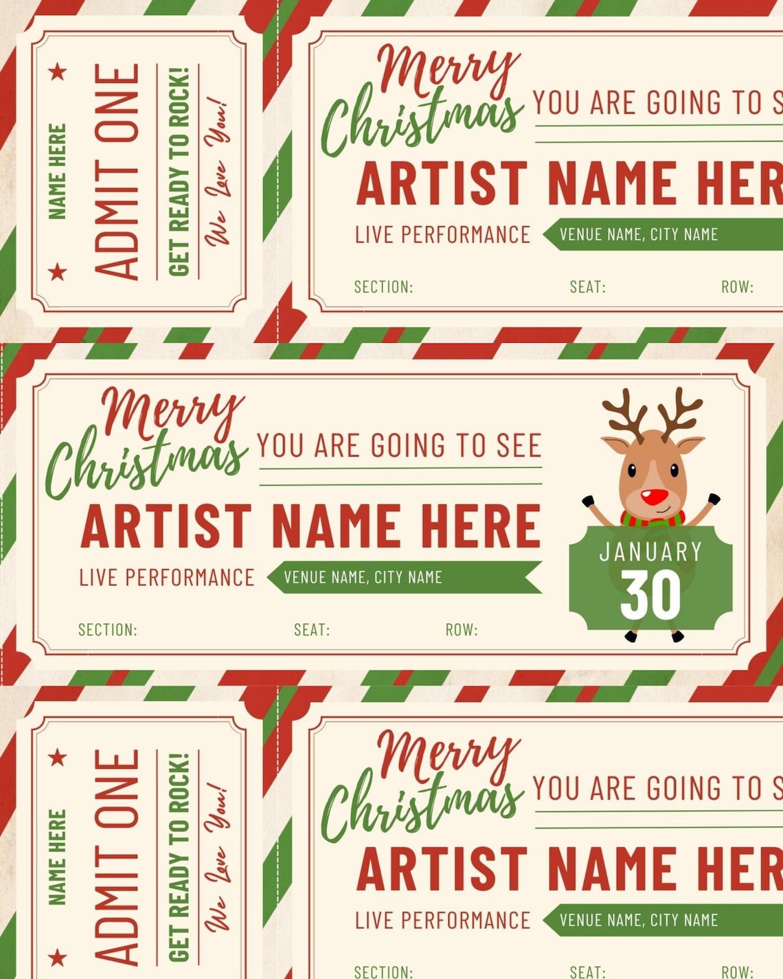 Concert Ticket Template Gift Certificate Editable Gift - Etsy