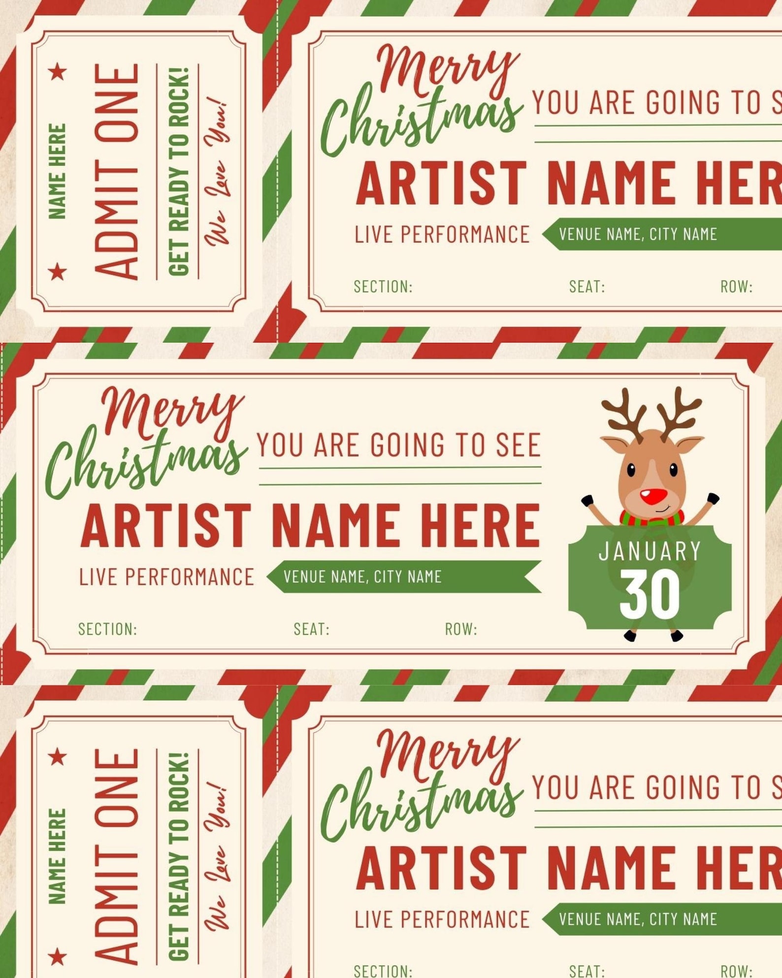 Concert Ticket Template Gift Certificate Editable Gift - Etsy