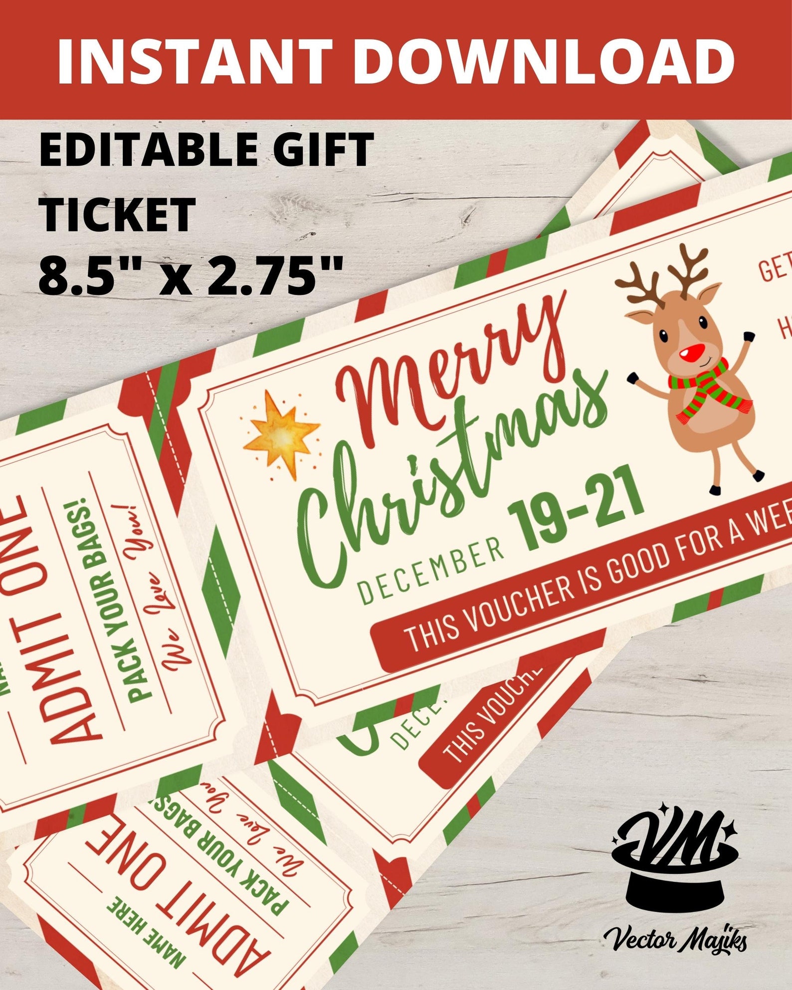 Weekend Getaway Voucher Template Gift Certificate Editable | Etsy